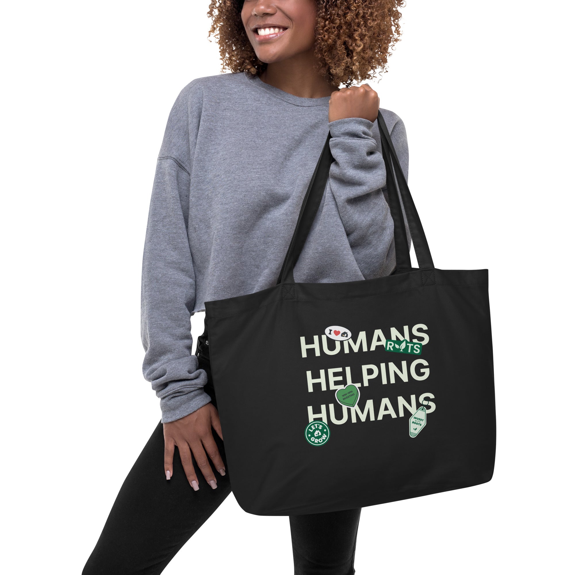 Humans Helping Humans Large Tote Bag – Roots Investment Community